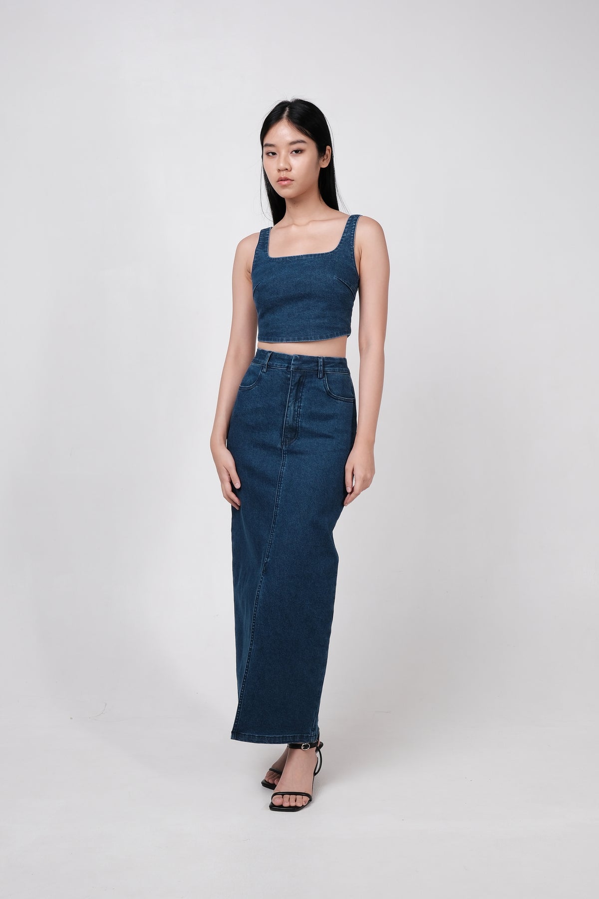 KYLA DENIM BRALET MAXI CO-ORD | Lovelight The Label